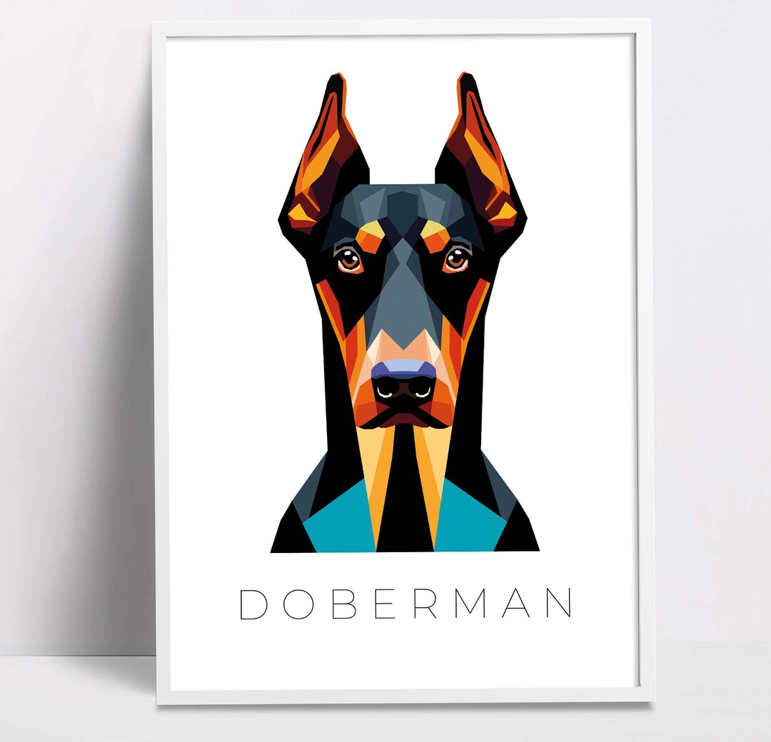 Doberman Geometric Pop Art Print, Pet Dog Wall Art, Downloadable Prints ...