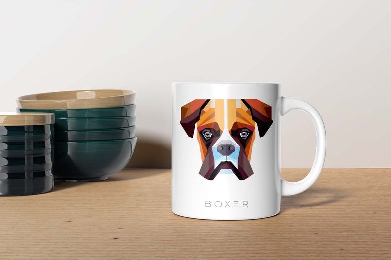 Boxer Dog Geometric Pop Art Print, Pet Dog Wall Art, Downloadable ...