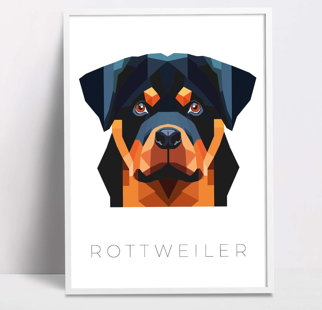 Rottweiler Geometric Pop Art Print, Pet Dog Wall Decor (digital ...