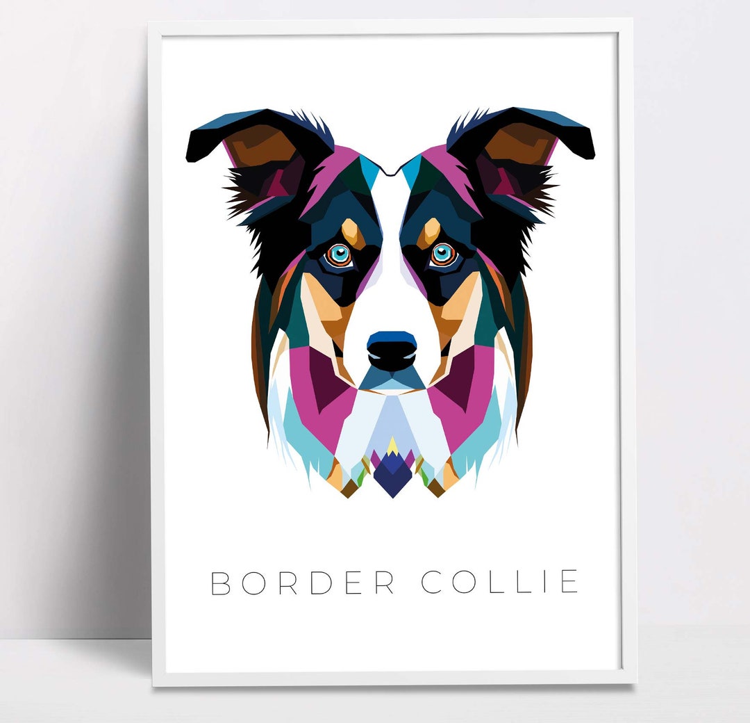 Border Collie Geometric Pop Art Print (digital Download) - Etsy