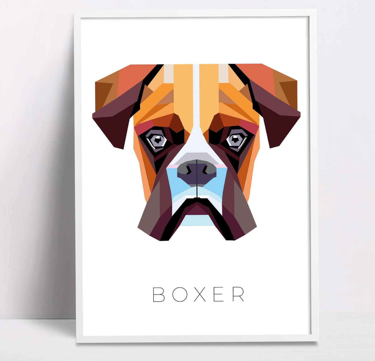 Boxer Dog Geometric Pop Art Print, Pet Dog Wall Art, Downloadable ...
