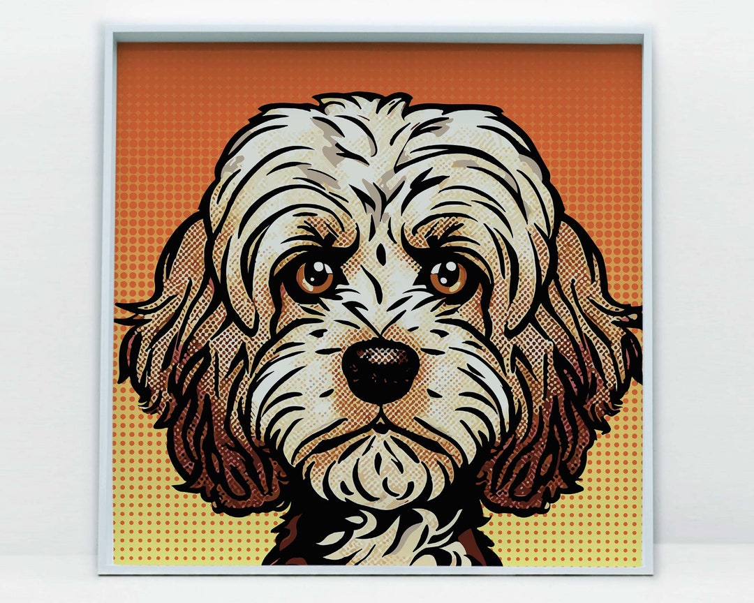 Cavapoo Pop Art Print, Pet Dog Wall Art, Downloadable Prints, Pop Art ...