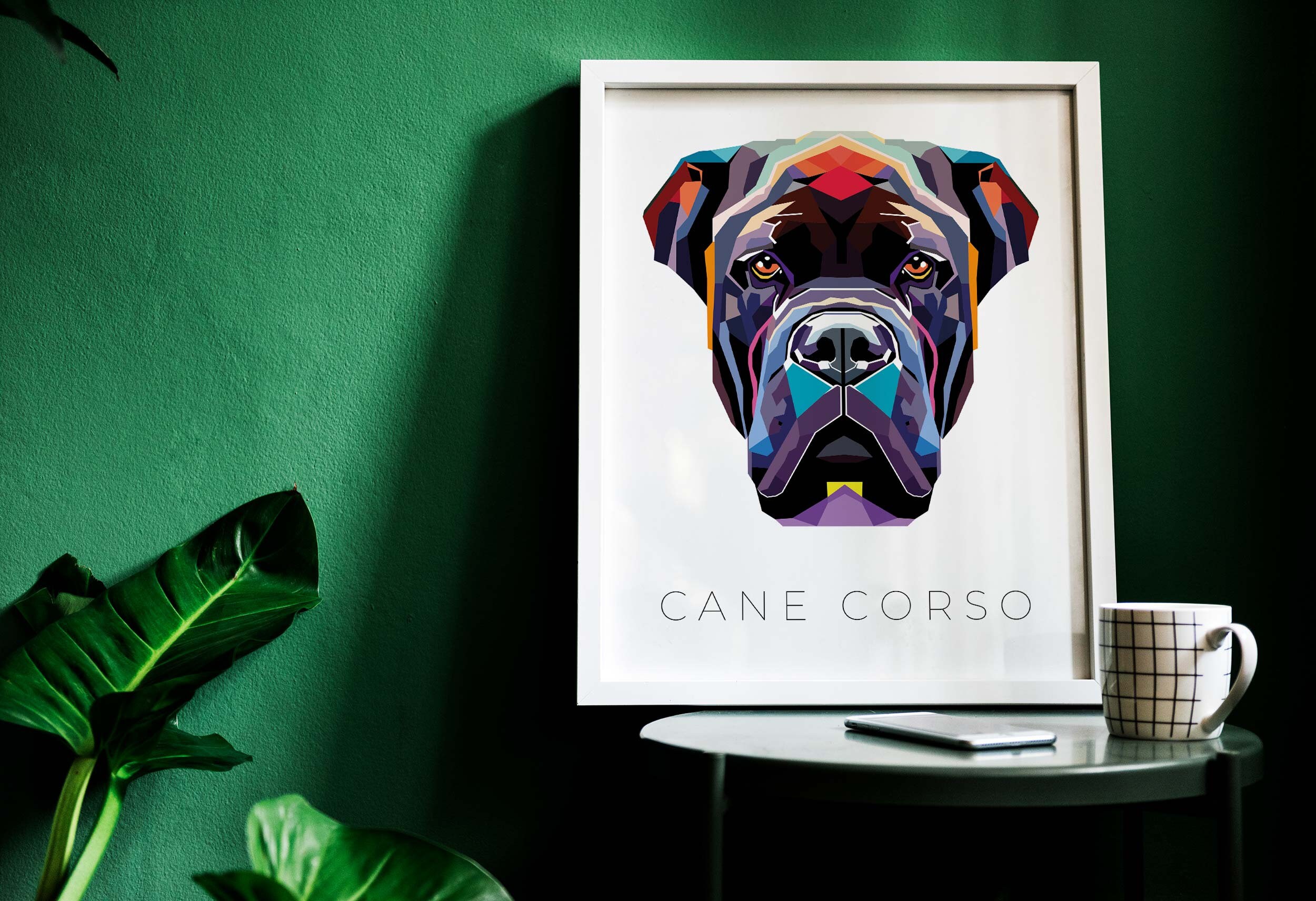 Cane Corso Geometric Pop Art Print, Pet Dog Wall Art, Downloadable ...