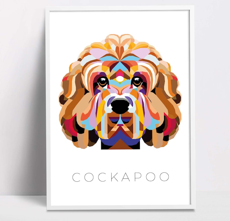 Cockapoo Geometric Pop Art Print, Pet Dog Wall Art, Downloadable Prints ...