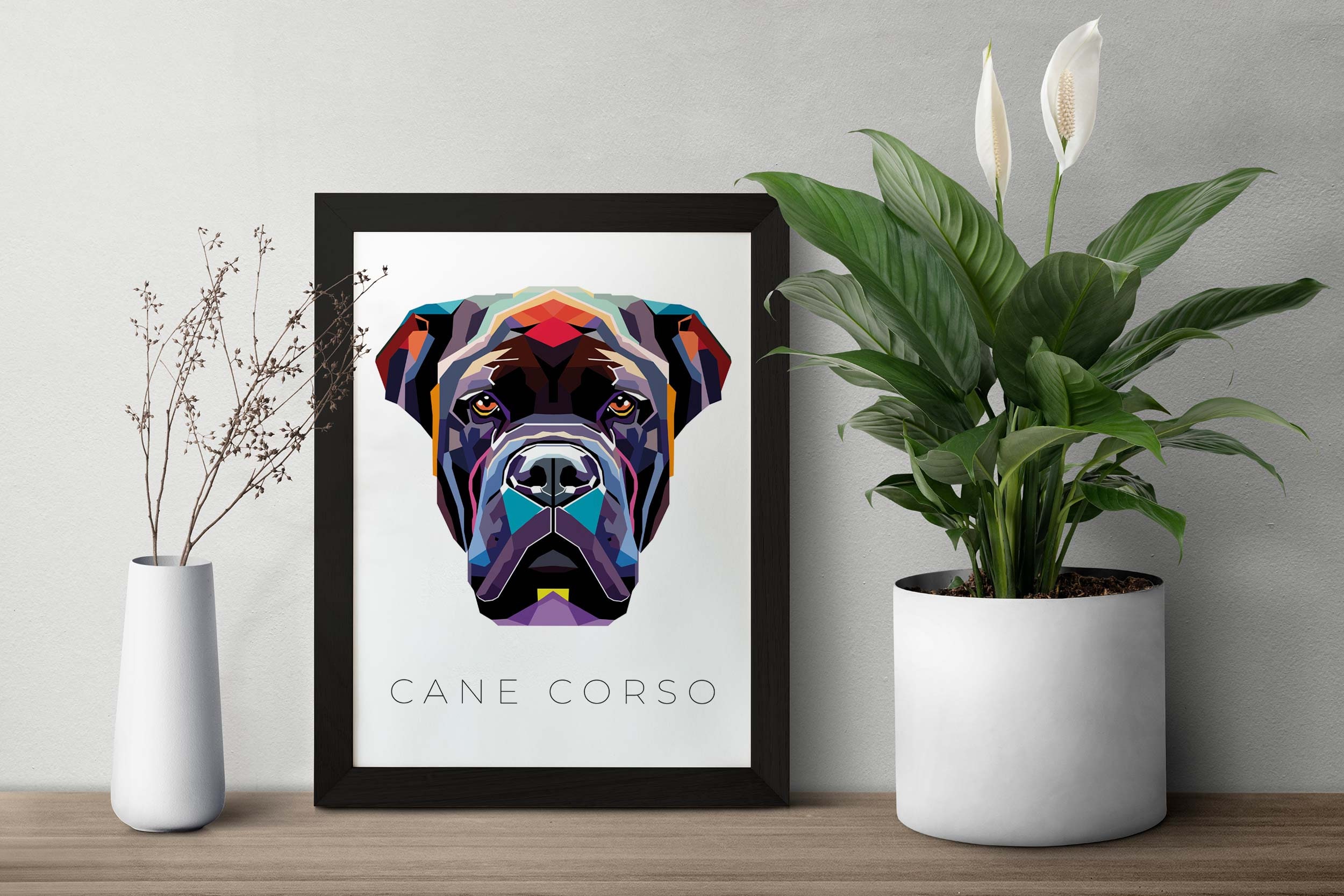 Cane Corso Geometric Pop Art Print, Pet Dog Wall Art, Downloadable ...