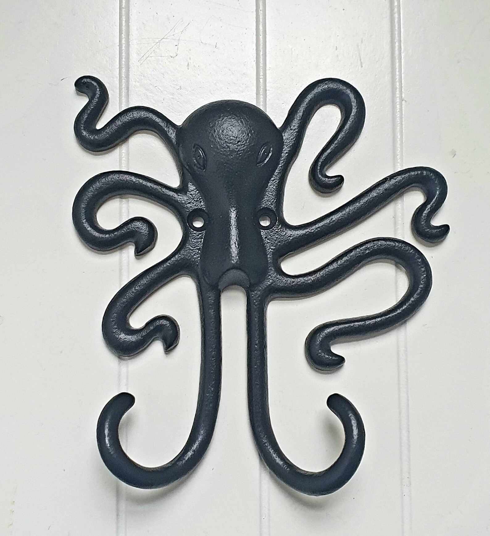 Coat Hooks Hangers Black Double Iron Black Octopus Design Wall | Etsy