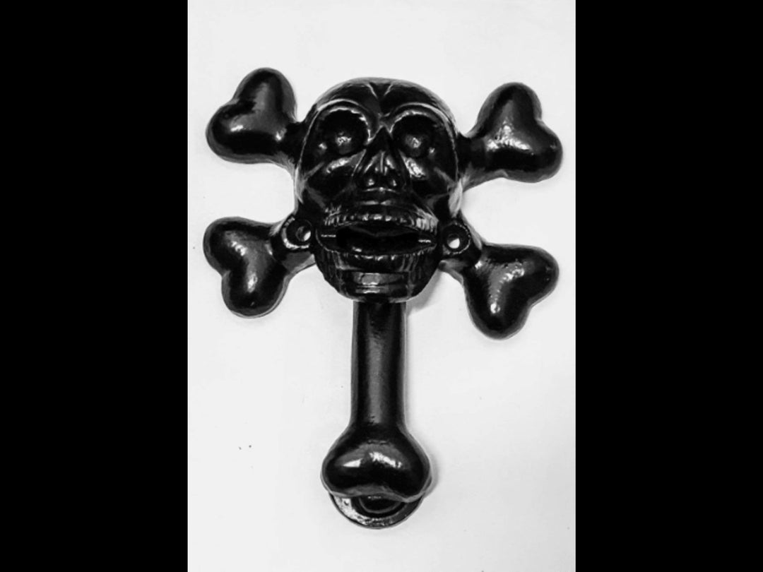 Skeleton Corrosion Head Front Door Knocker Antique Black Cast Iron ...