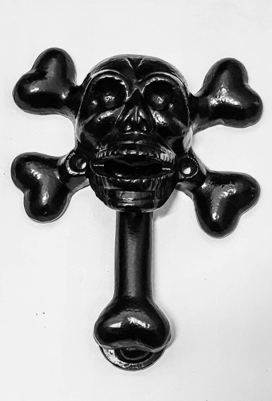 Skeleton Corrosion Head Front Door Knocker Antique Black Cast Iron ...