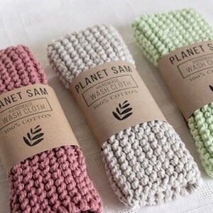 Knitted Cotton Wash Cloth, Chunky Hand Knit Face Cloth, Reusable Eco ...