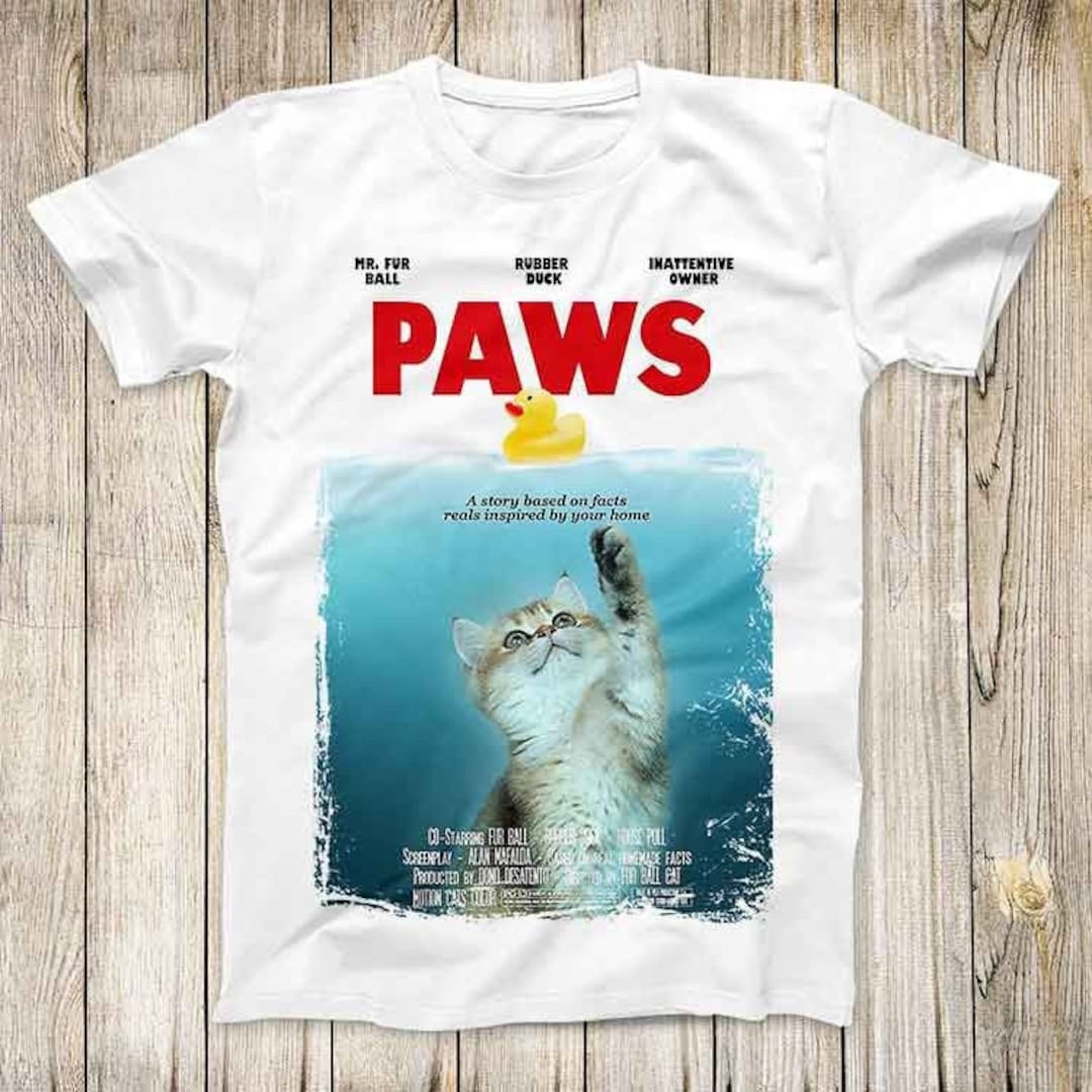 Paws Jaws Funny Duck Anime Poster Parody Top Tee Best Cute Gift Men ...