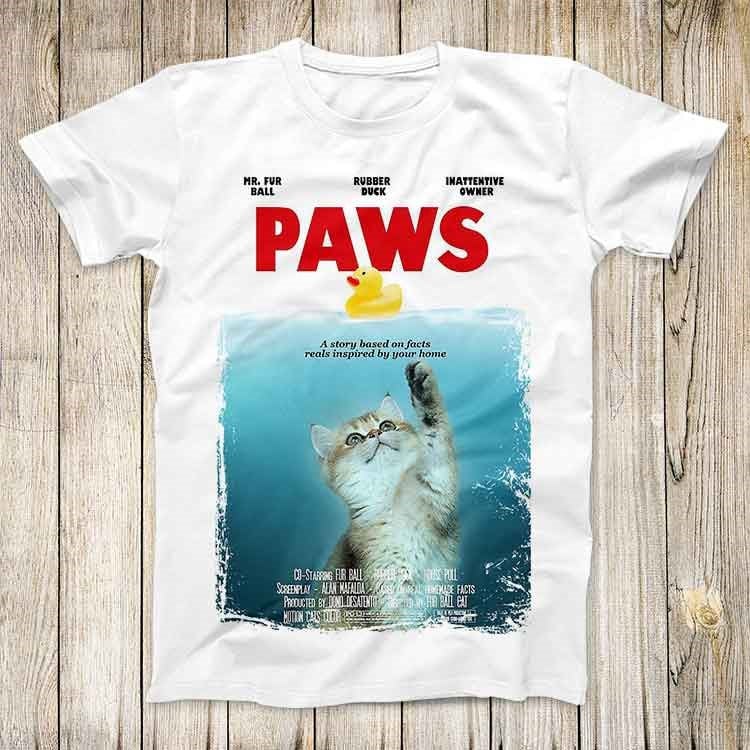 Paws Jaws Funny Duck Anime Poster Parody Top Tee Best Cute Gift Men ...