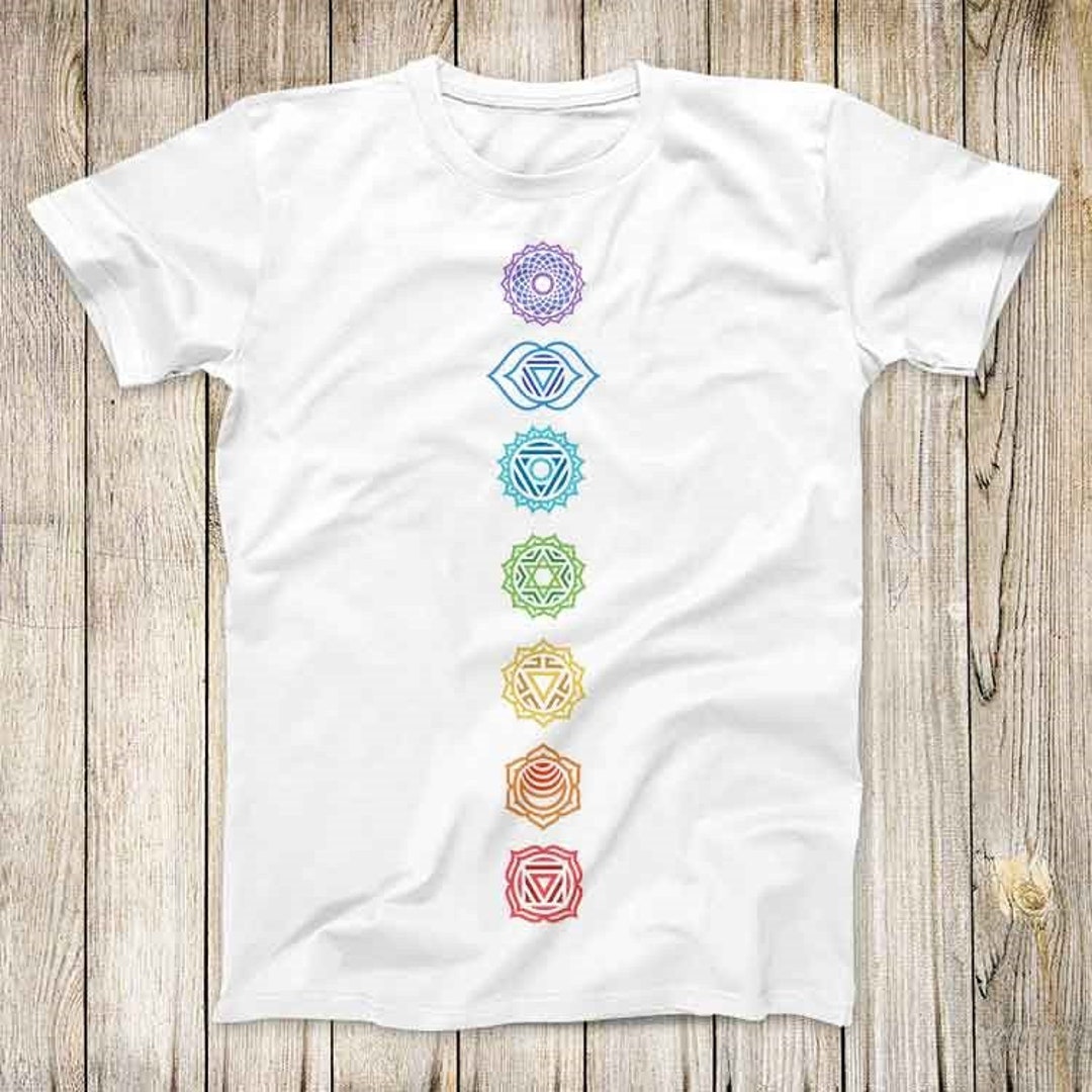 7 Chakra Tee Spiritual Meditation Top Super Cool Unisex Yoga Consicious ...
