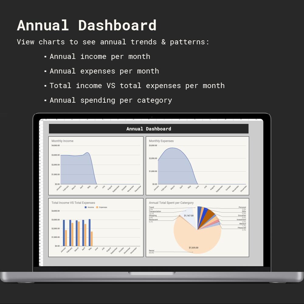 Modern Minimal Annual Budget - Google Sheet - Digital File - Etsy
