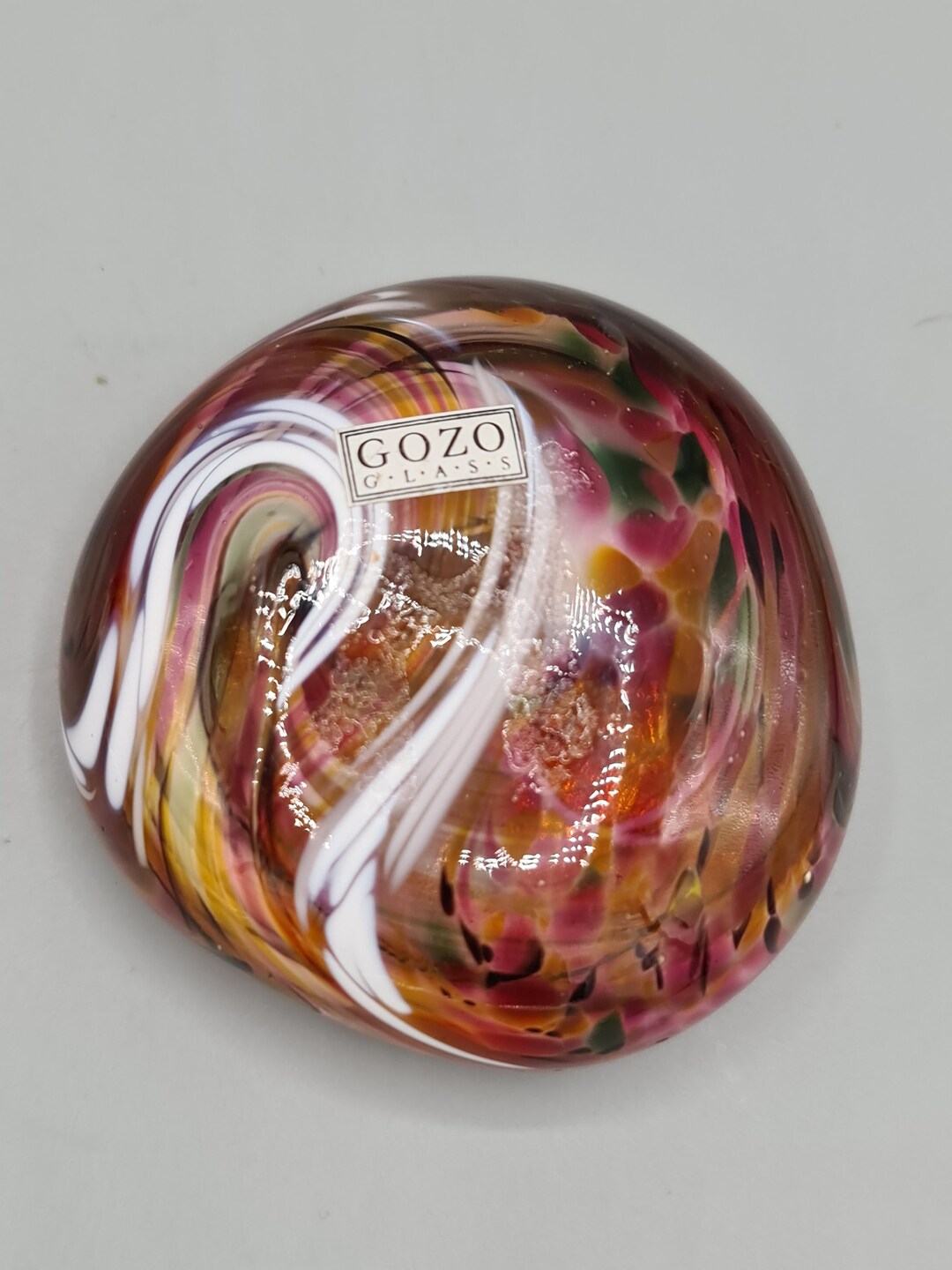 Beautiful Retro 1980s Gozo Glass Swirling Paperweight in Immaculate ...