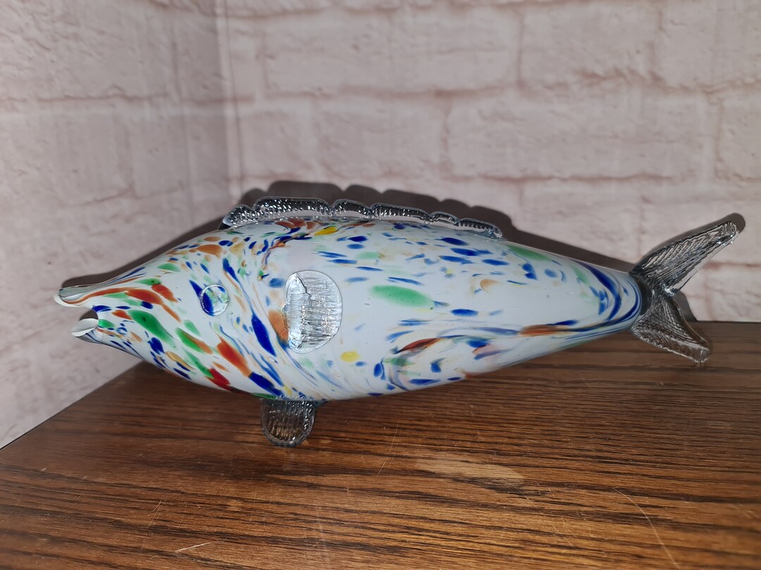 A Beautiful 70s Retro Patterned Glass Fish in Immaculate Condition ...