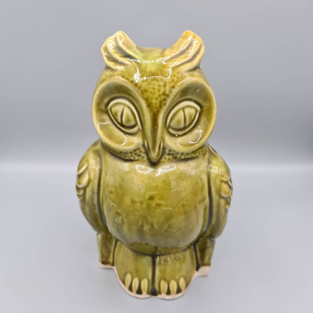 Beautiful Green Dartmouth Pottery Ceramic Owl Money Box.it Does Have a ...