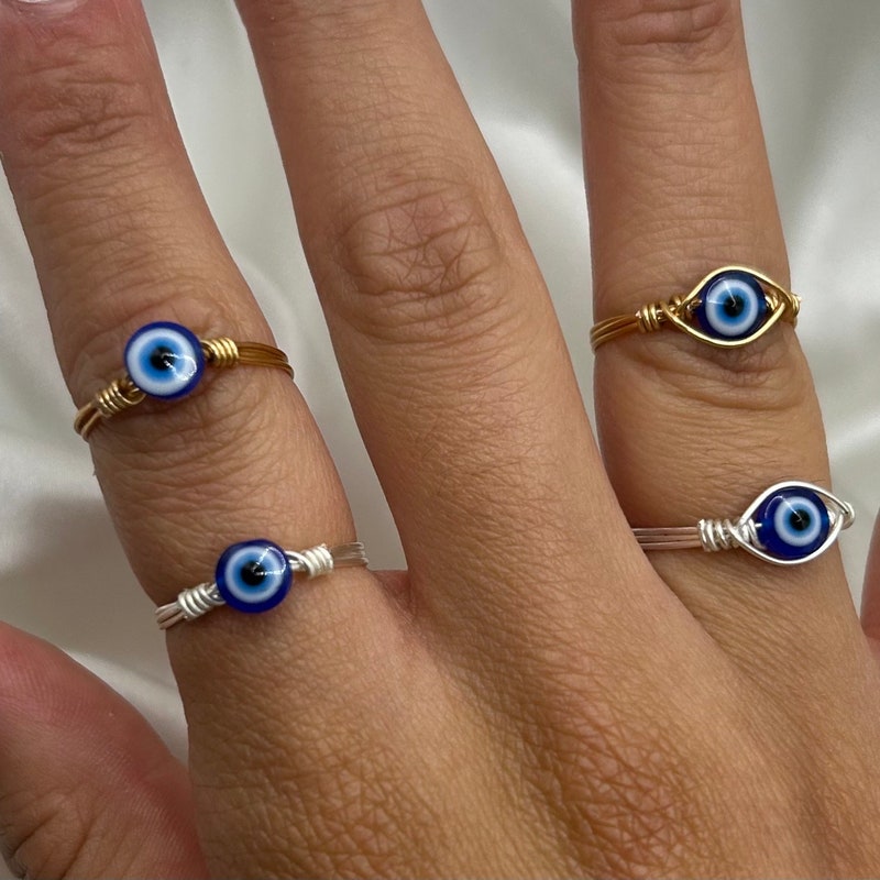 Wire Wrap Evil Eye Rings - Etsy UK