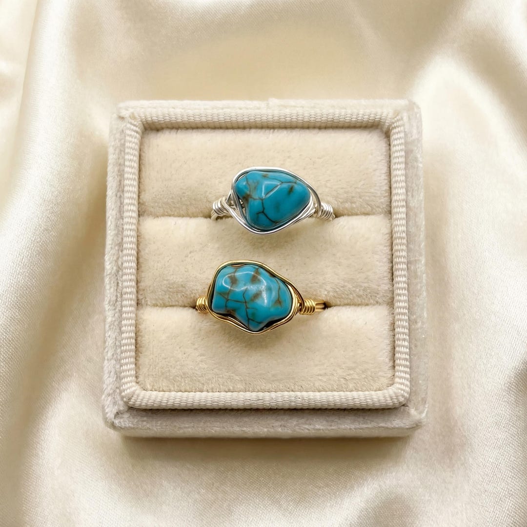Chunky Turquoise Ring. Silver Gold Statement Jewelry. December ...
