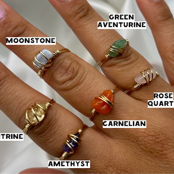 Healing Crystal Ring - Etsy UK