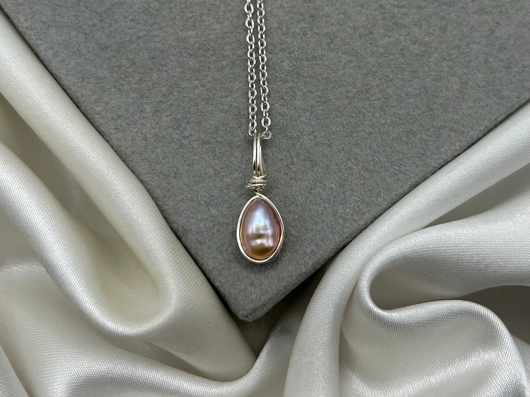 Dainty Lavender Pearl Necklace Silver Pendant Layered Bridesmaid ...