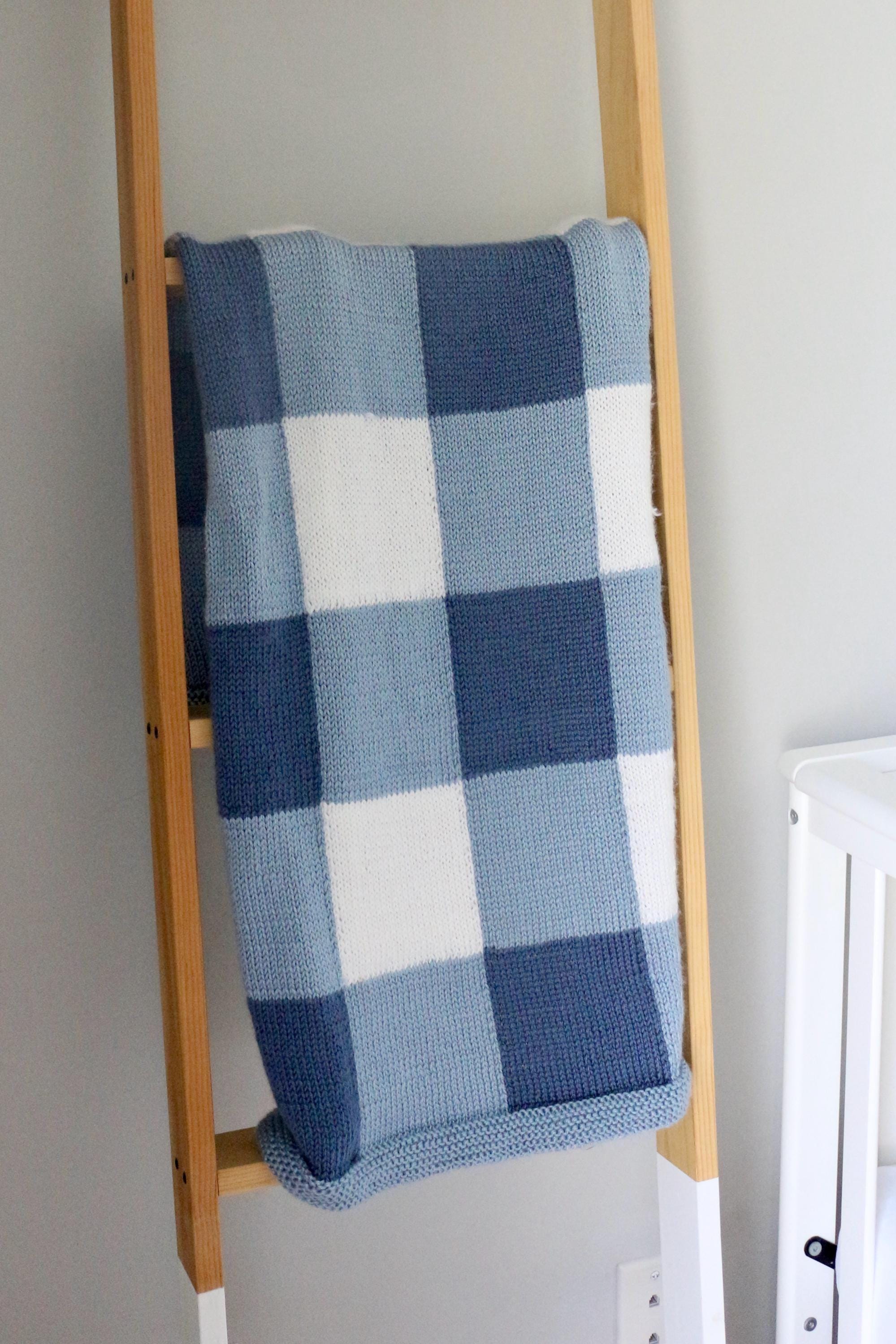 Gingham Baby Blanket Knitting Pattern, Gift for Baby Boy Shower ...
