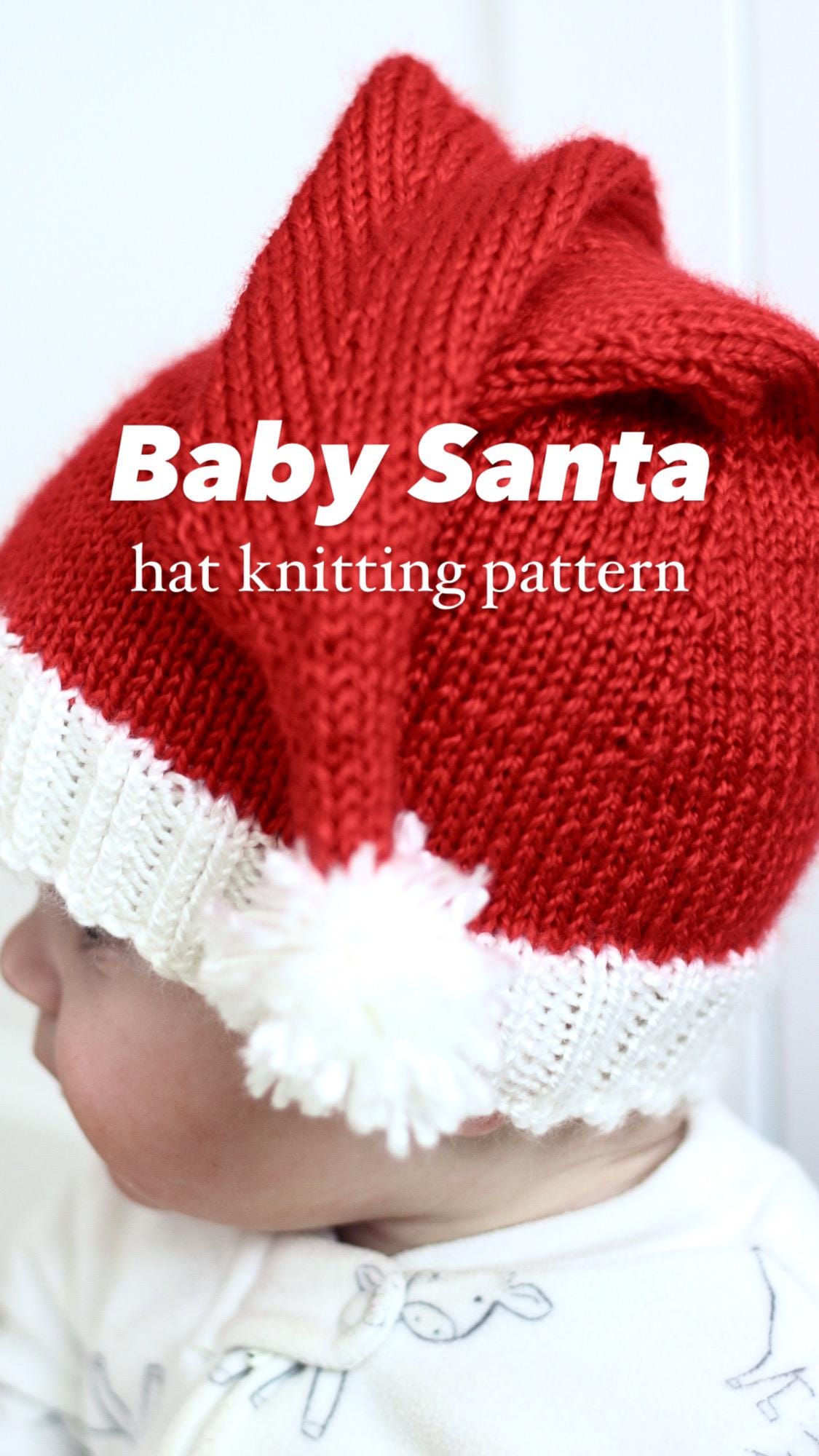 Baby Santa Hat Knitting Pattern Red Hat for Baby or Toddler With Pom - Etsy