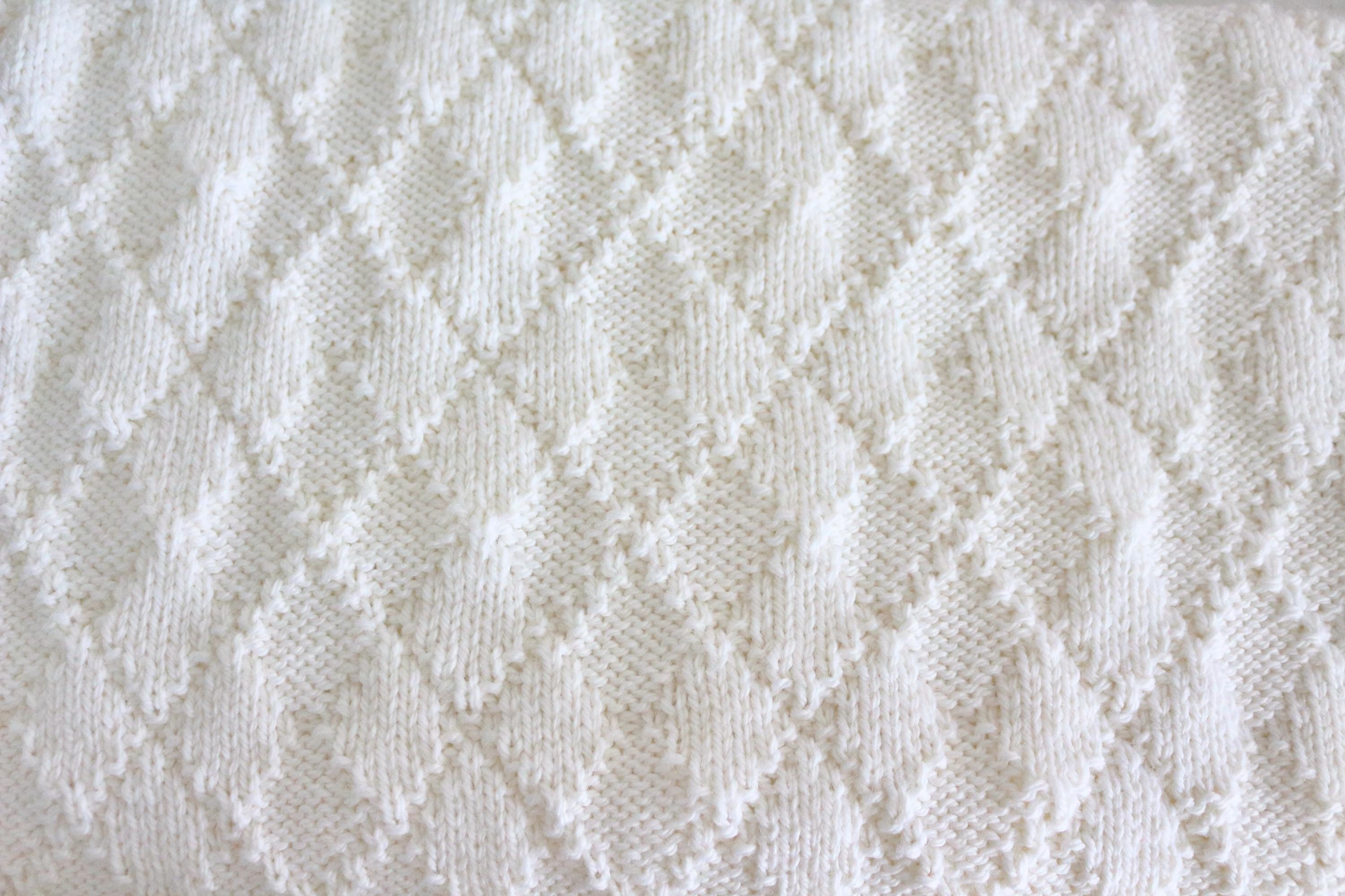 Neutral Baby Blanket Knitting Pattern | Hazel | Diamond Afghan for Baby ...