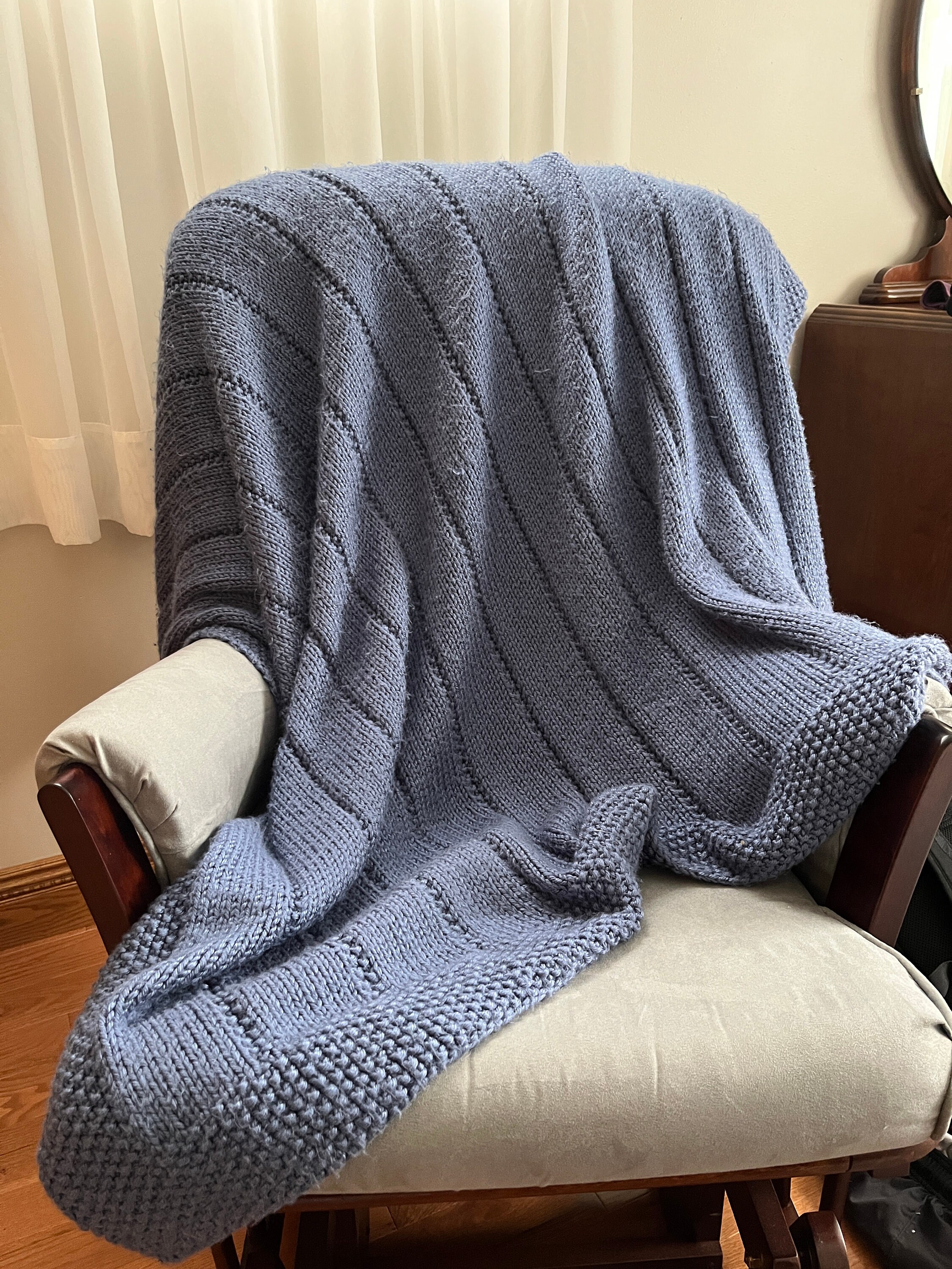 Throw Blanket Knitting Pattern for Beginner Handmade Gift Knit Afghan ...