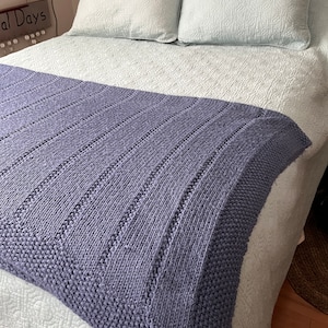 Throw Blanket Knitting Pattern for Beginner Handmade Gift Knit Afghan ...