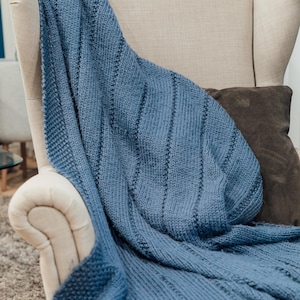 Throw Blanket Knitting Pattern for Beginner Handmade Gift Knit Afghan ...
