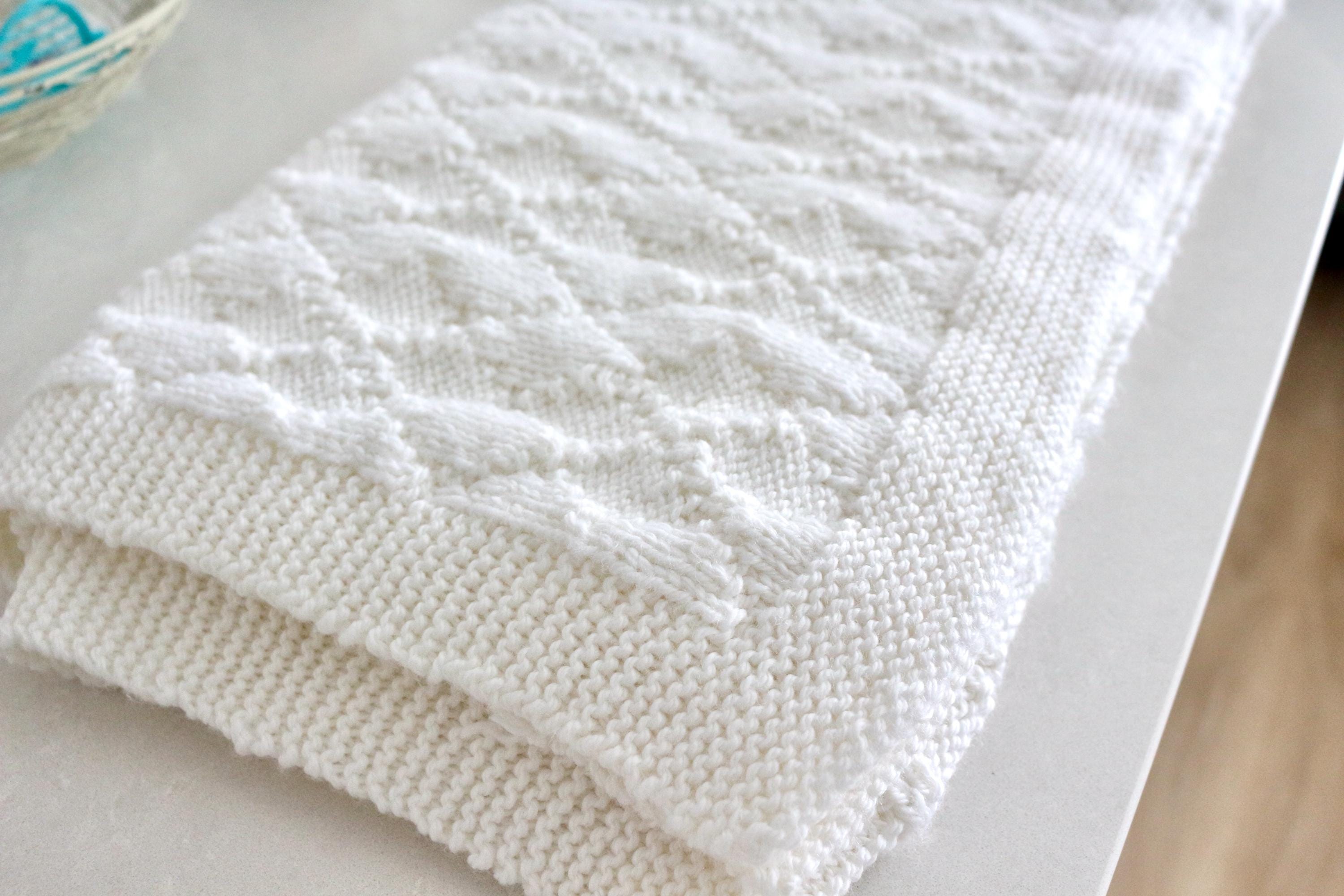 Neutral Baby Blanket Knitting Pattern | Hazel | Diamond Afghan for Baby ...