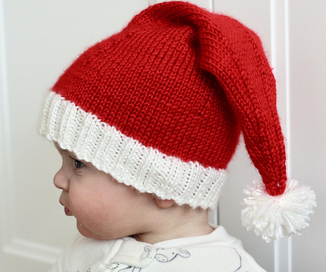 Baby Santa Hat Knitting Pattern Red Hat for Baby or Toddler With Pom - Etsy