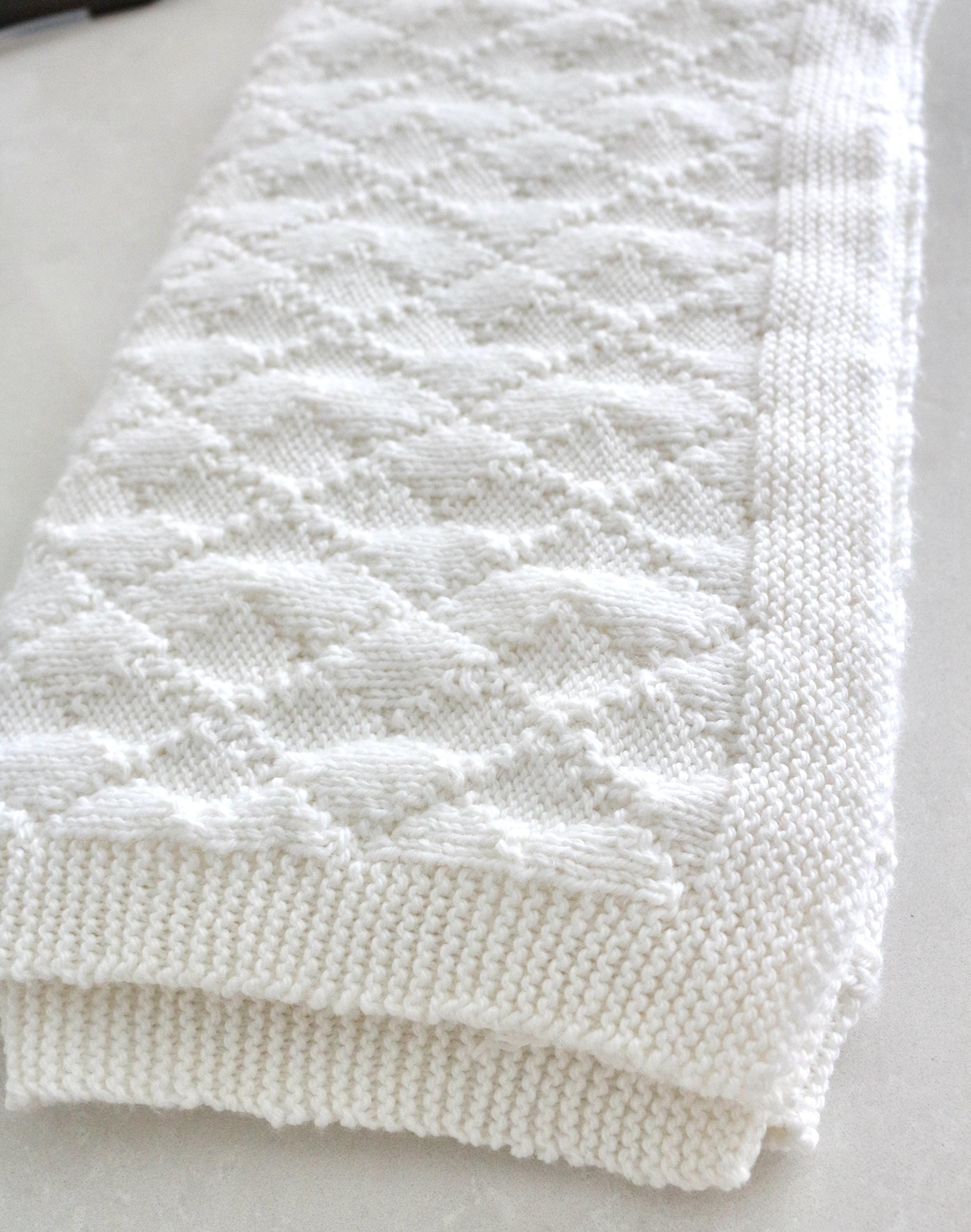 Neutral Baby Blanket Knitting Pattern | Hazel | Diamond Afghan for Baby ...