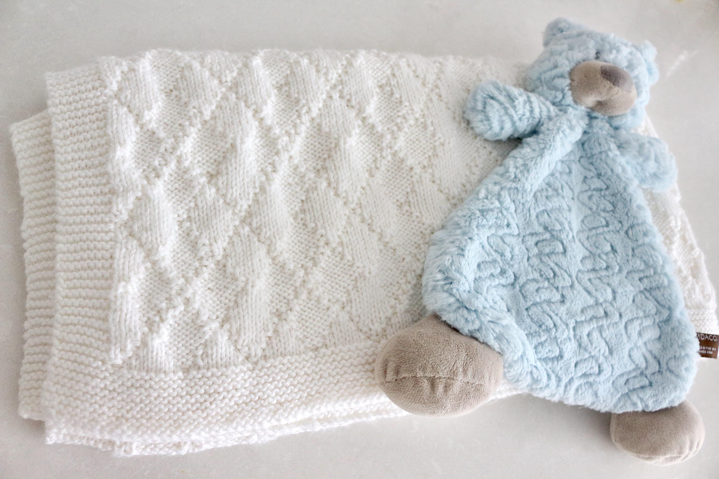 Neutral Baby Blanket Knitting Pattern | Hazel | Diamond Afghan for Baby ...