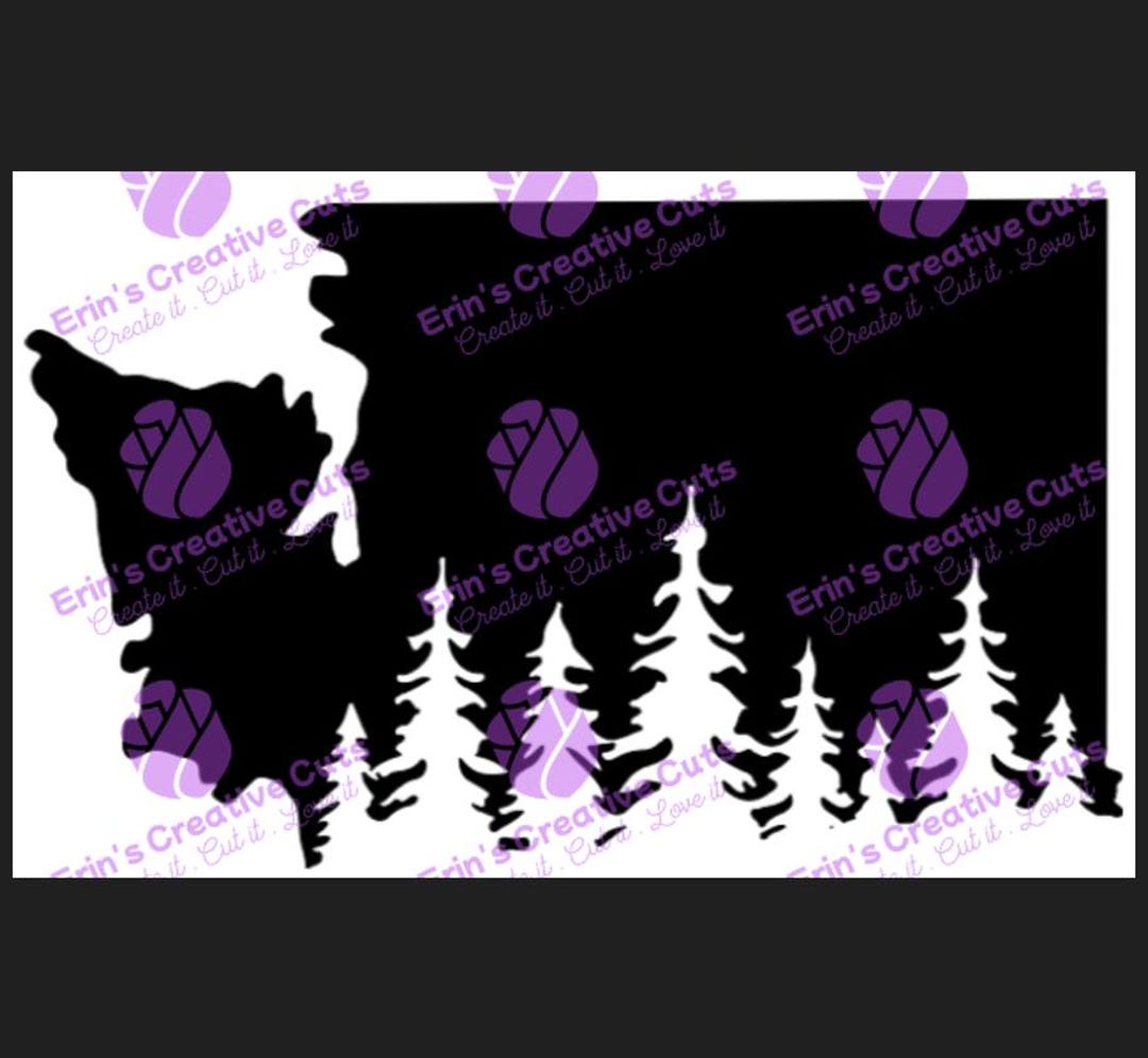Washington State Outline With Forest Tree Line PNW SVG PNG File ...