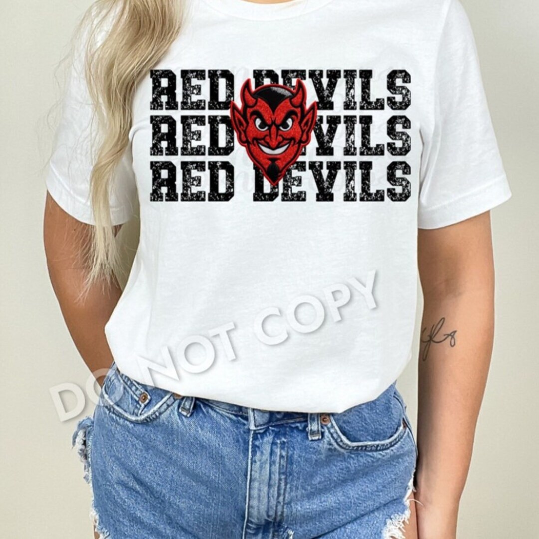 Red Devils School Spirit Shirt, Faux Glitter Shirt, Youth Shirt, Red ...