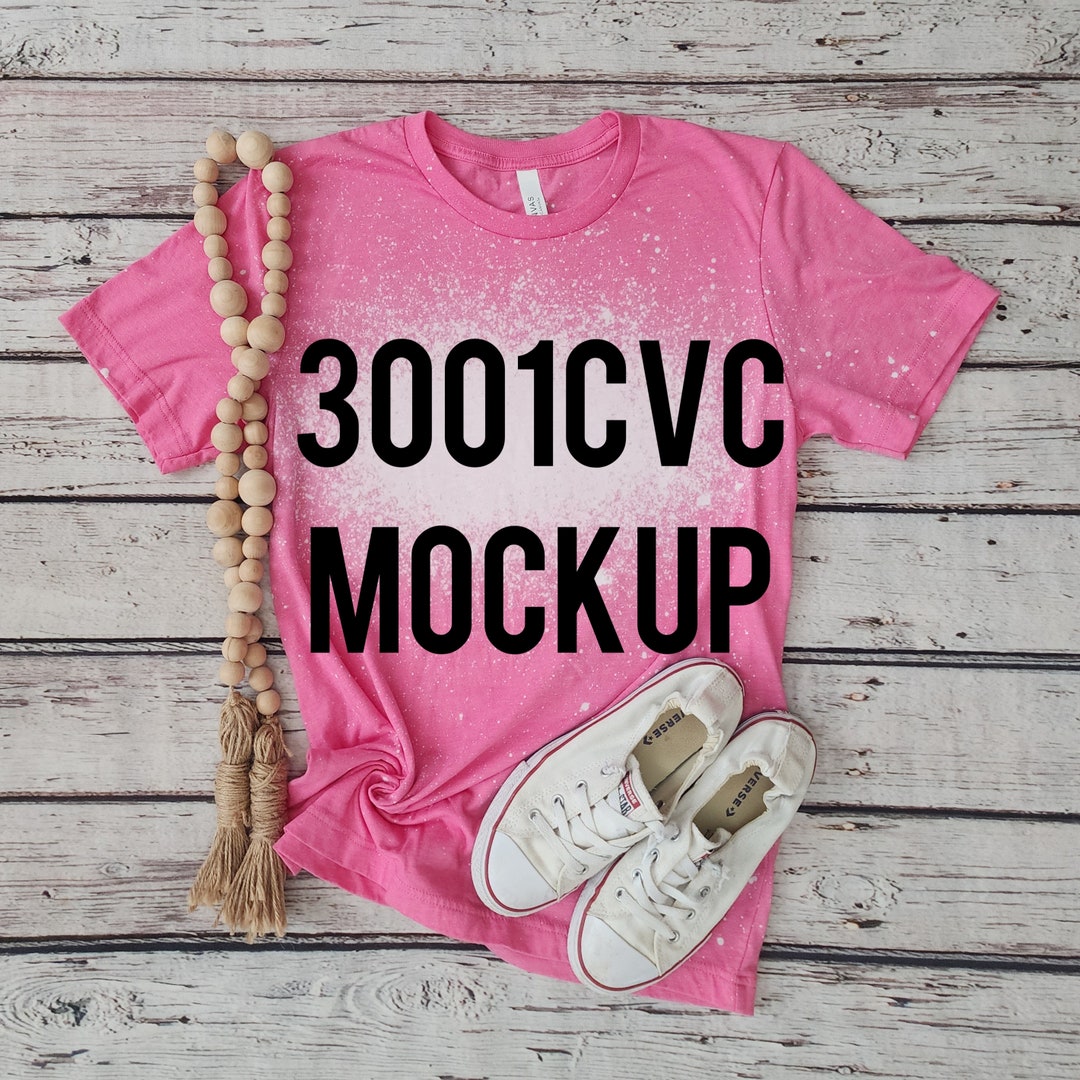 Heather Charity Pink 3001CVC Mockup Bleached Mockup Bella - Etsy