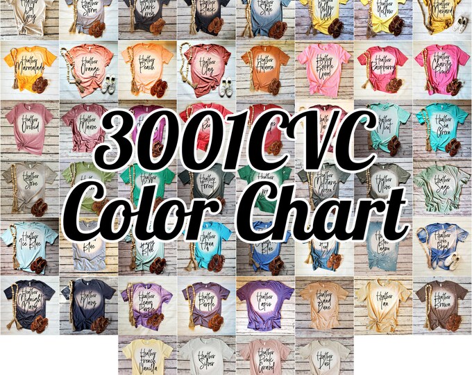 COLOR CHART Bella Canvas Bleached 3001CVC Color Chart Bella - Etsy