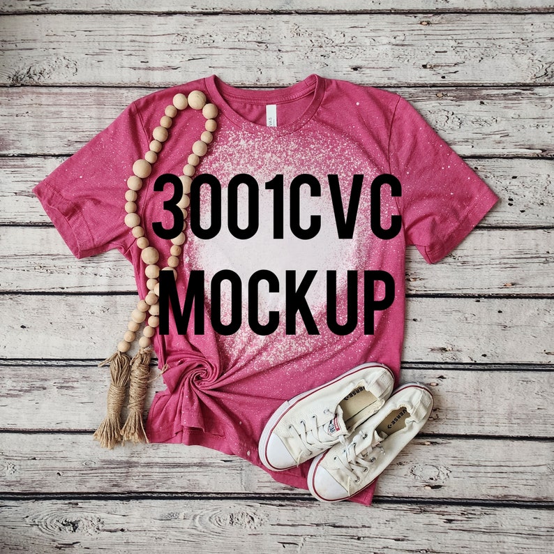 Heather Raspberry 3001CVC Mockup Bleached Mockup Bella - Etsy