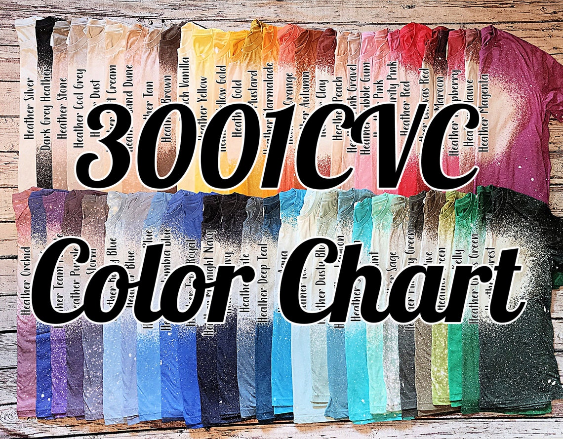 COLOR CHART, Bella Canvas Bleached 3001CVC Color Chart, Bella Canvas ...