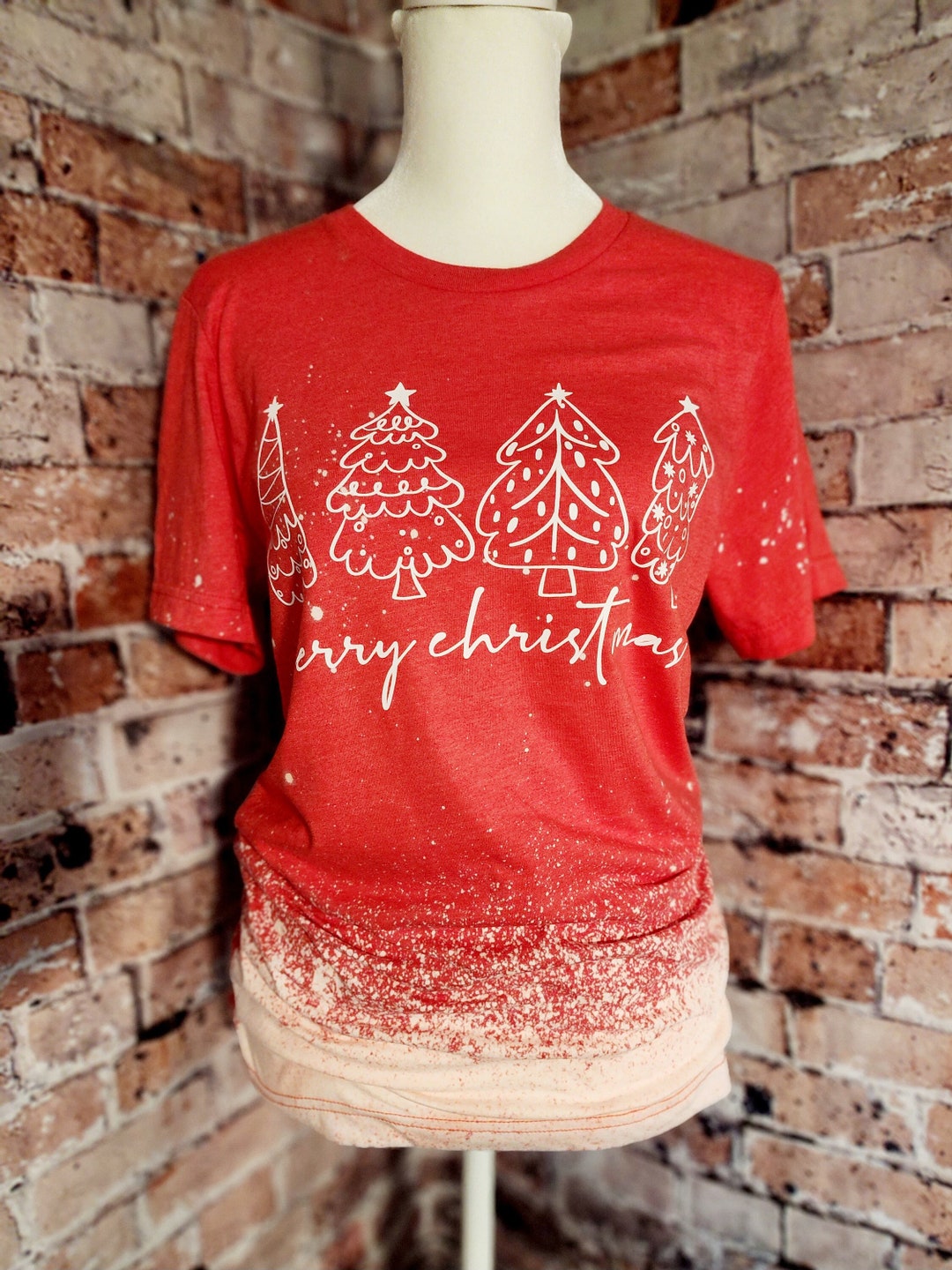 Bleached Christmas Shirt, Bleached T-shirt, Women's Clothing, Bleached ...