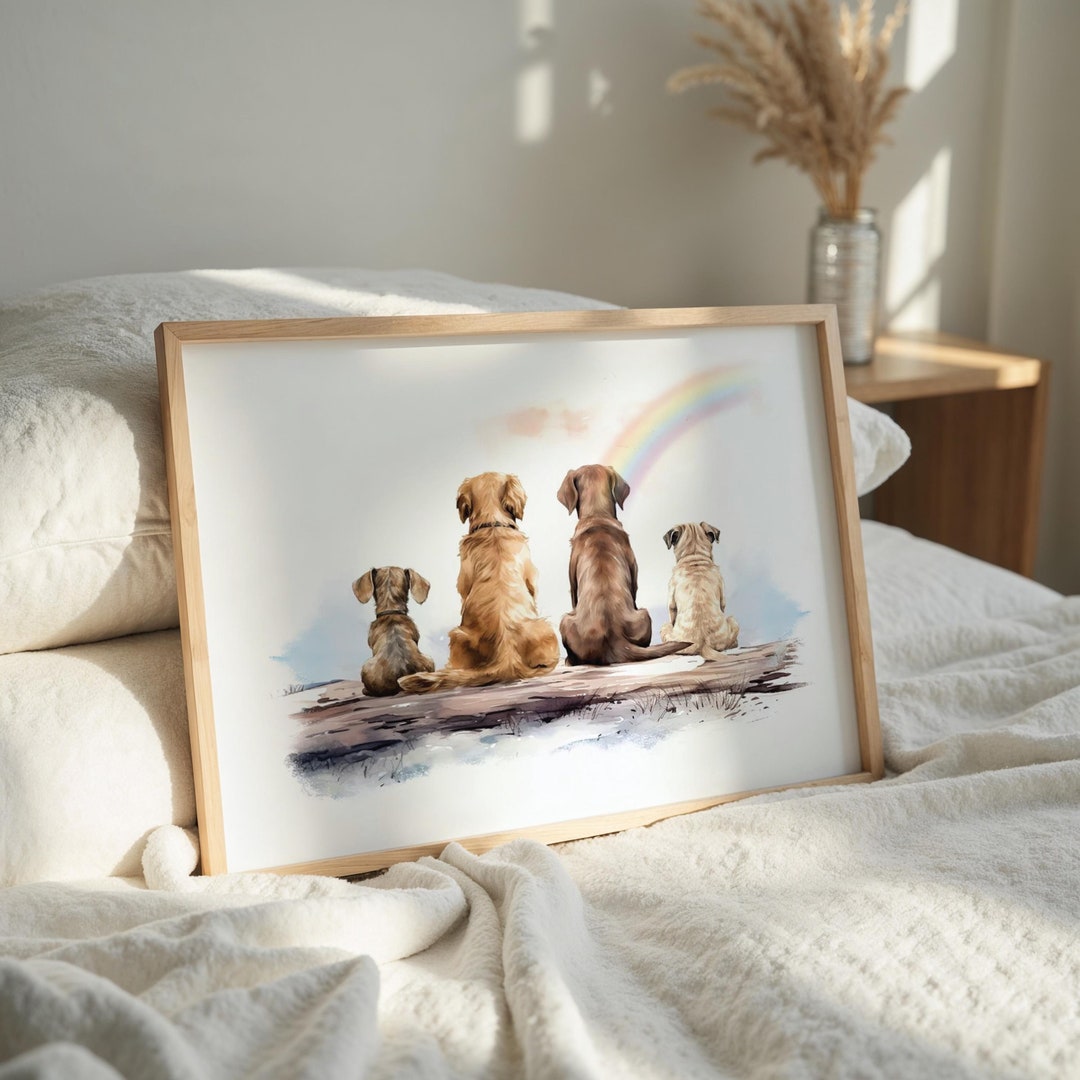 Dog Memorial Rainbow Bridge Print, Personalized Multiple Pet Custom ...