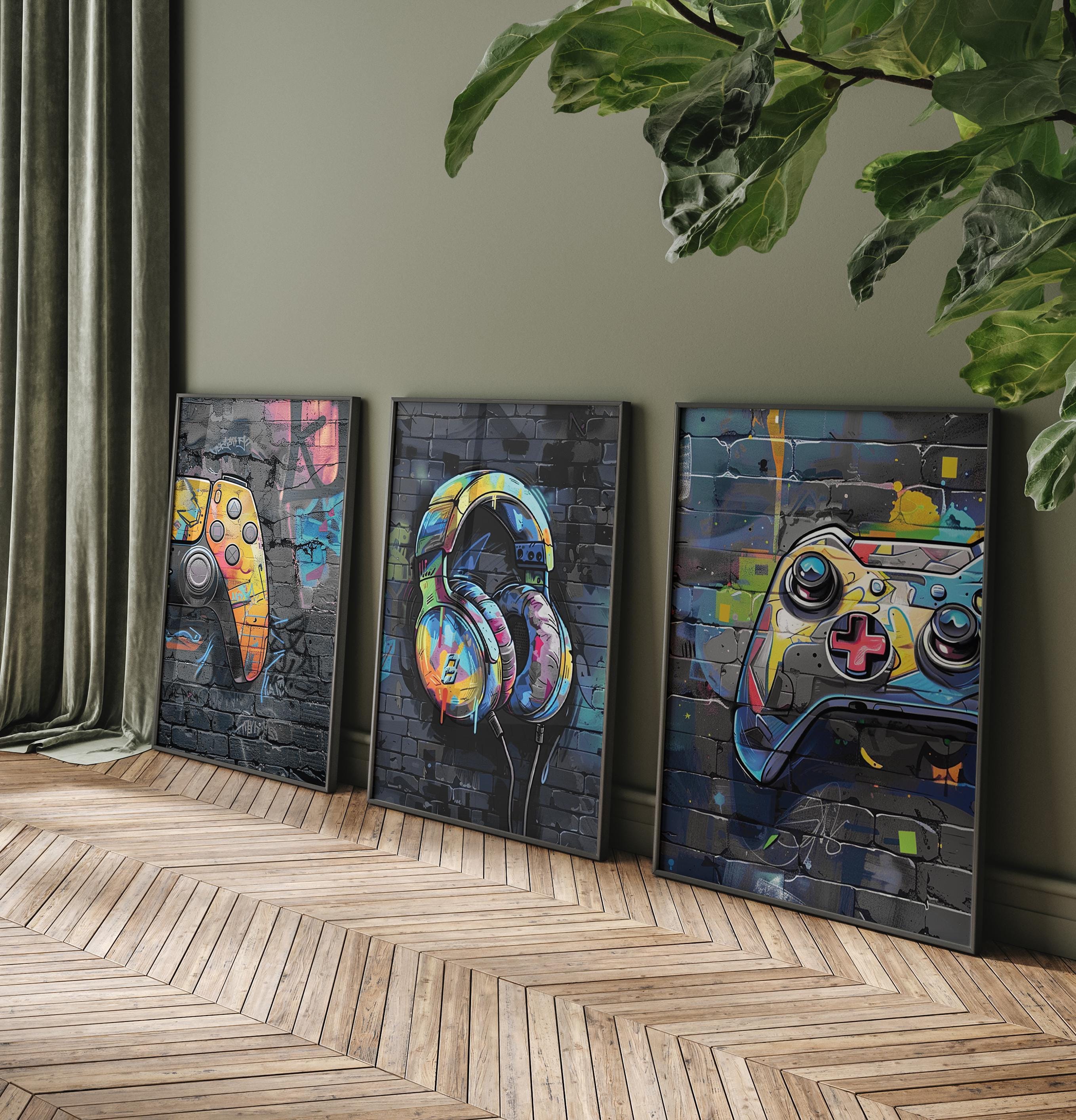 Gaming Graffiti Wall Art, Game Controller Digital Art Poster Print ...