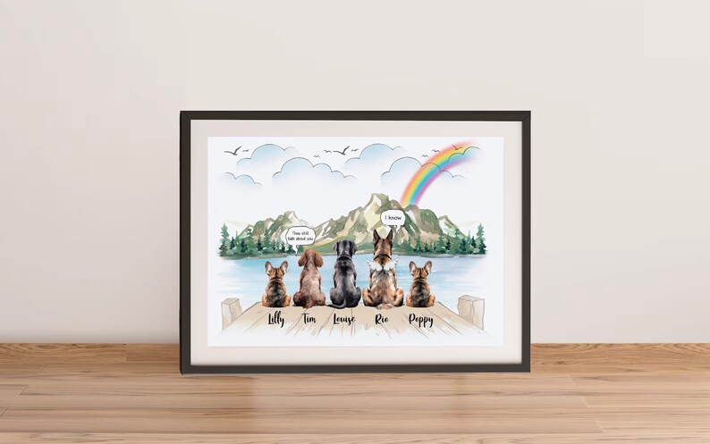 Dog Memorial Rainbow Bridge Print Personalized Multiple Pet - Etsy UK