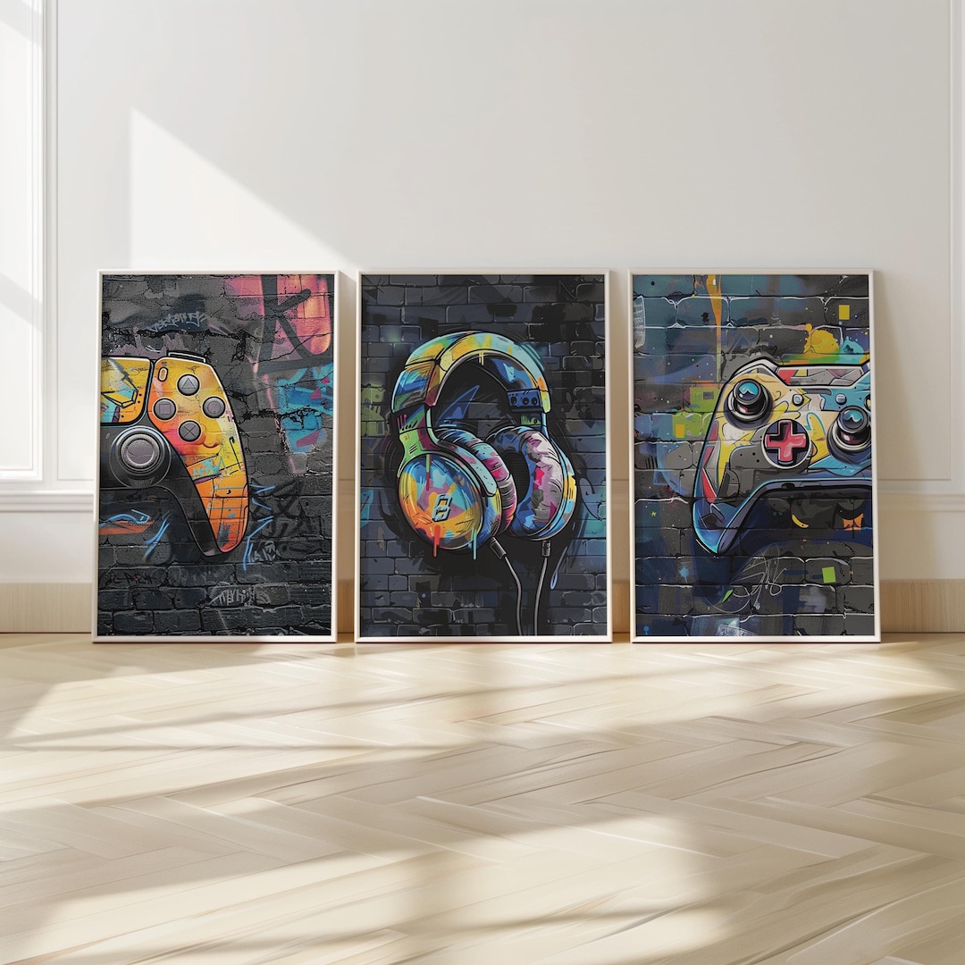 Gaming Graffiti Wall Art, Game Controller Digital Art Poster Print ...