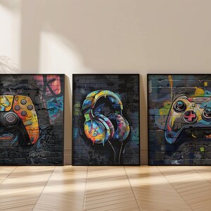 Gaming Graffiti Wall Art, Game Controller Digital Art Poster Print ...