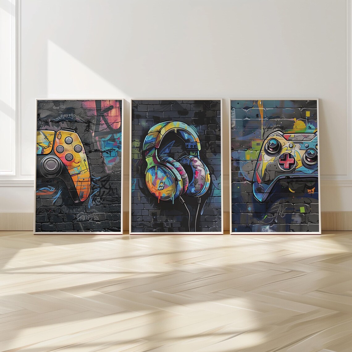 Gaming Graffiti Wall Art, Game Controller Digital Art Poster Print ...