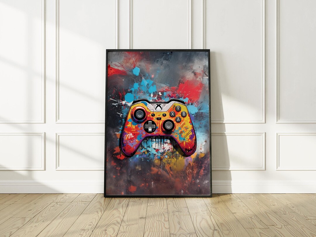 Gaming Graffiti Wall Art, Game Controller Digital Art Poster Print ...
