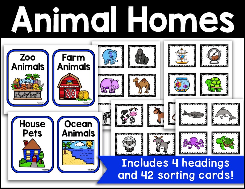 Animal Sorting Activity, Animal Homes and Habitats, Preschool, Prek ...
