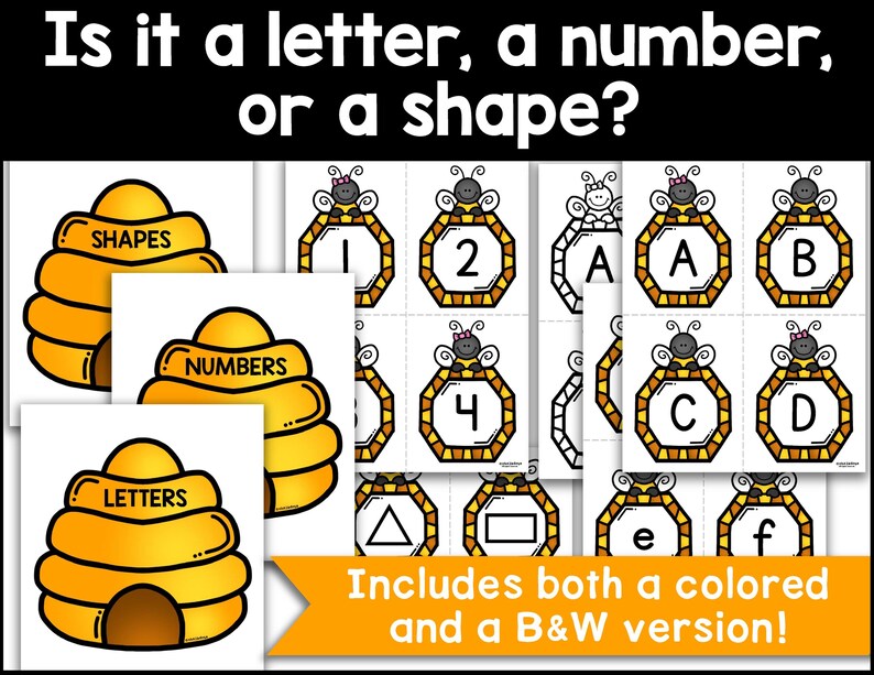 Letters, Numbers, and Shapes Sort, Sorting Activity, Letter Cards ...